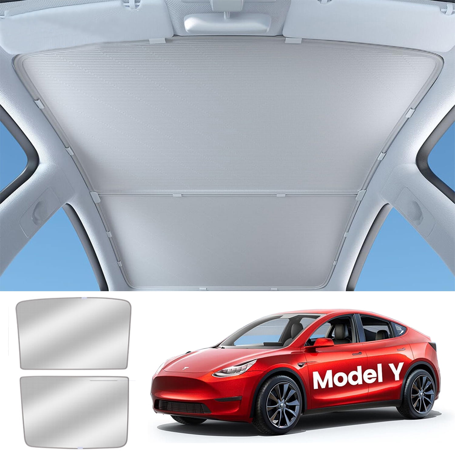 For Tesla Model Y Sunshade Roof, HOMEYA Foldable Glass Roof Sun Shade ...