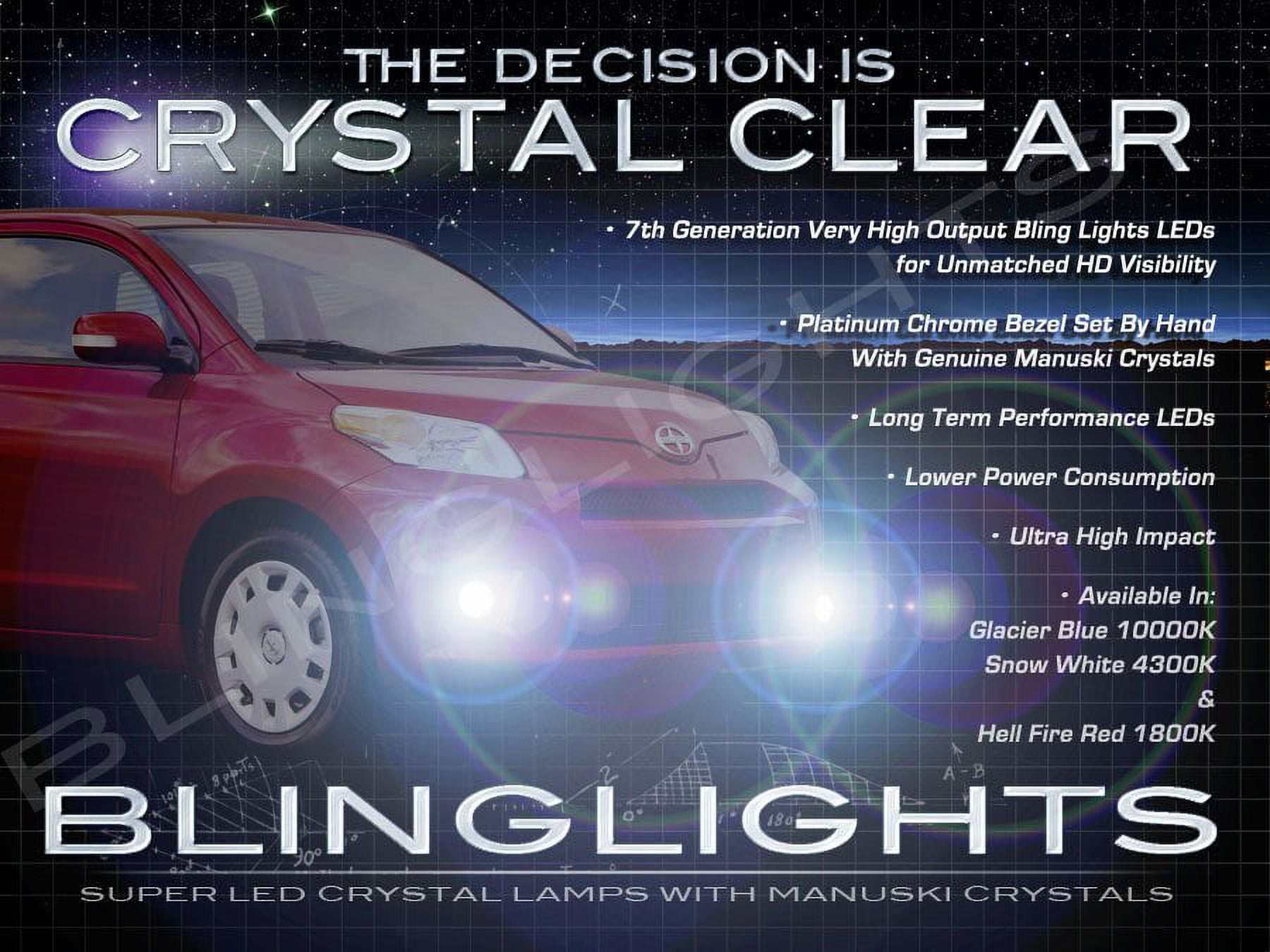 For The 2008 2009 2010 2011 2012 Scion xD Blue LED Fog Lamps Driving ...