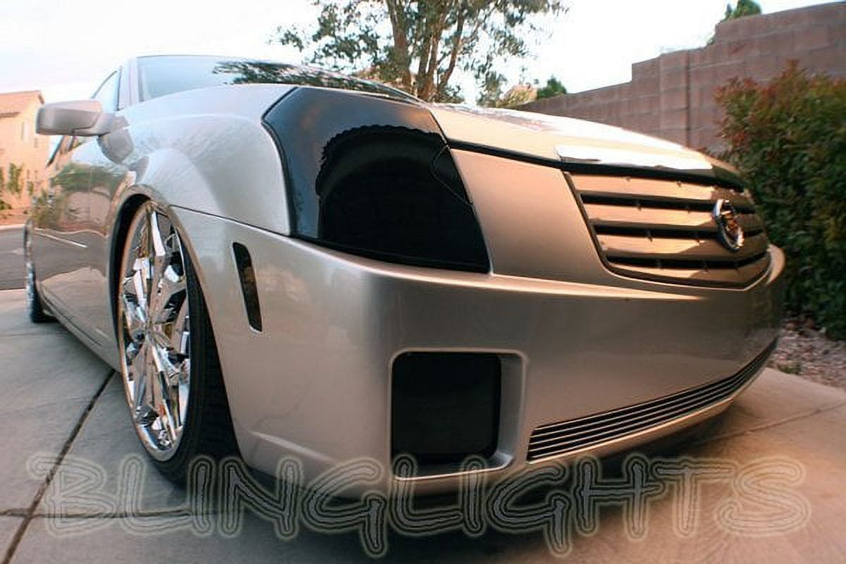 For The Cadillac CTS Smoked Headlamp Overlays Murdered Out Light Covers ...