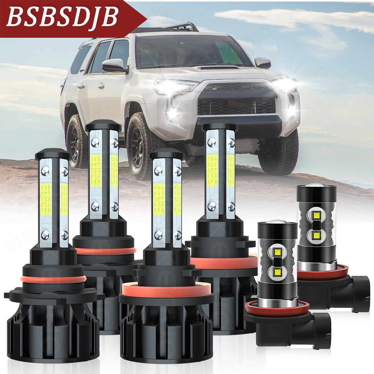 For Toyota 4Runner 2010-2018 Front LED Headlight + Fog Light Bulbs ...