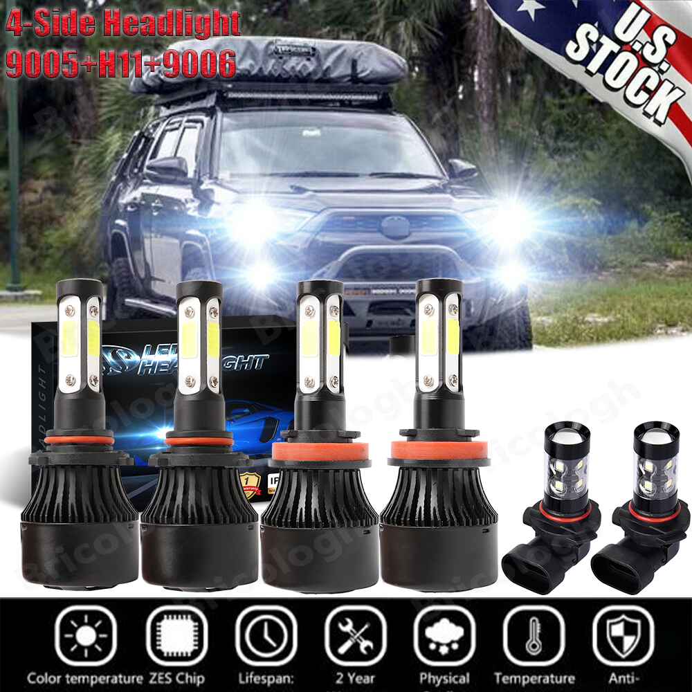 AlexTong White LED Headlight & Fog Bulbs 6000K, 200W, 12000LM, IP68 ...