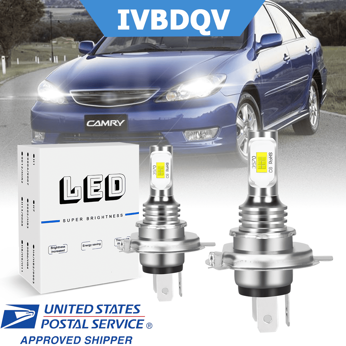 For Toyota Camry 1997-1999 LED Headlight Bulb H4 High/Low Beam 2Pcs ...