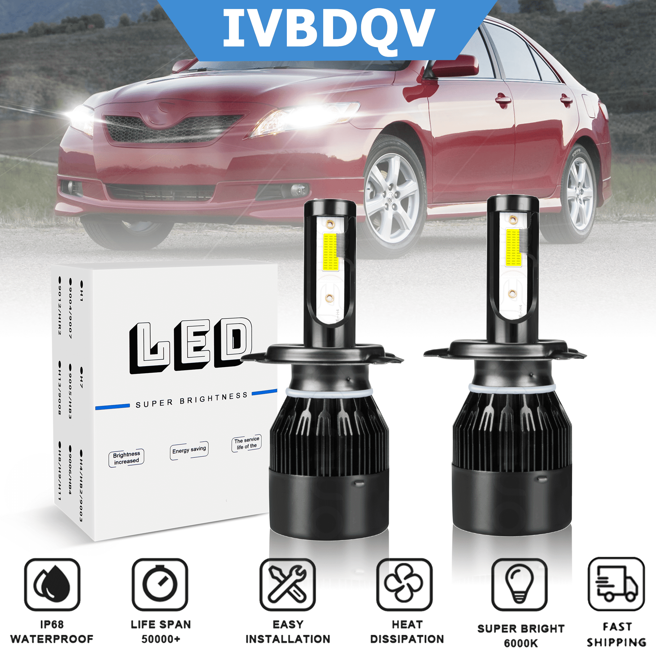 For Toyota Camry 1997-1999 LED Headlights H4 High/Low Beam Conversion ...