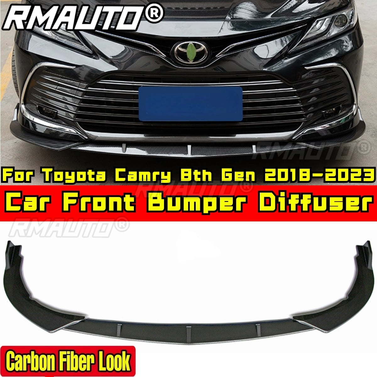 For Toyota Camry 8th Gen 2018-2023 Body Kit Front Bumper Splitter Carbon Fiber Look Sport Style ...