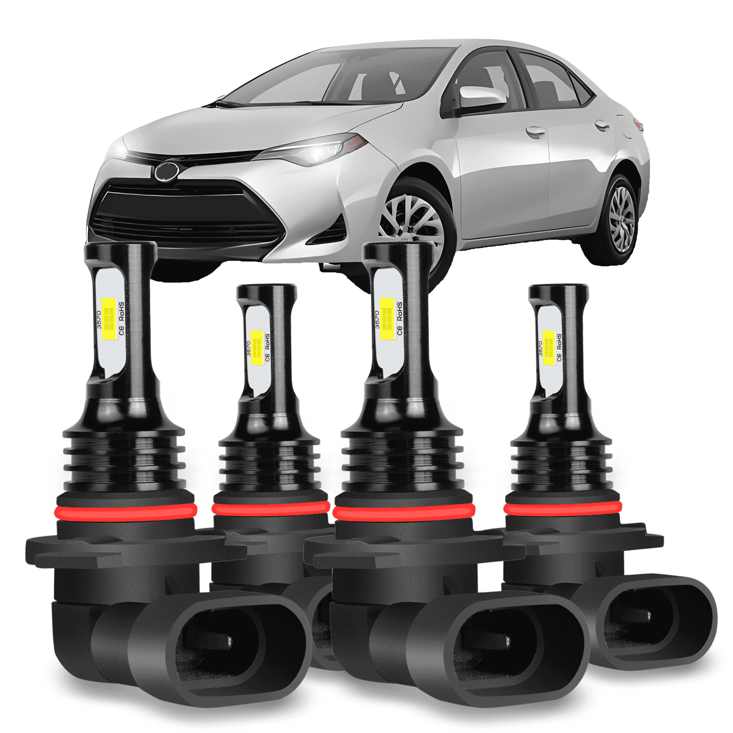 For Toyota Corolla 2001-2013 Headlight Bulbs High Low Beam LED Lamp Set ...