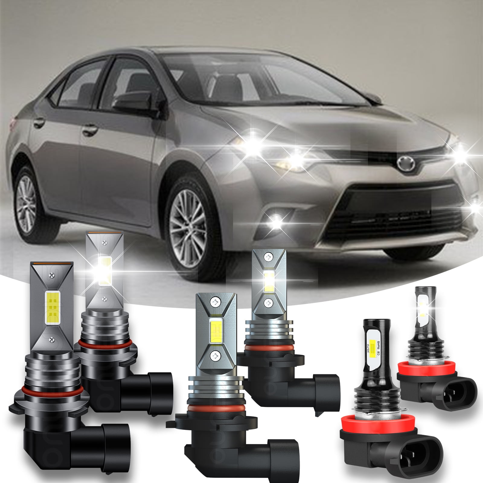 For Toyota Corolla 2009-2013 Combo 9005 9006 LED Headlights High Low ...