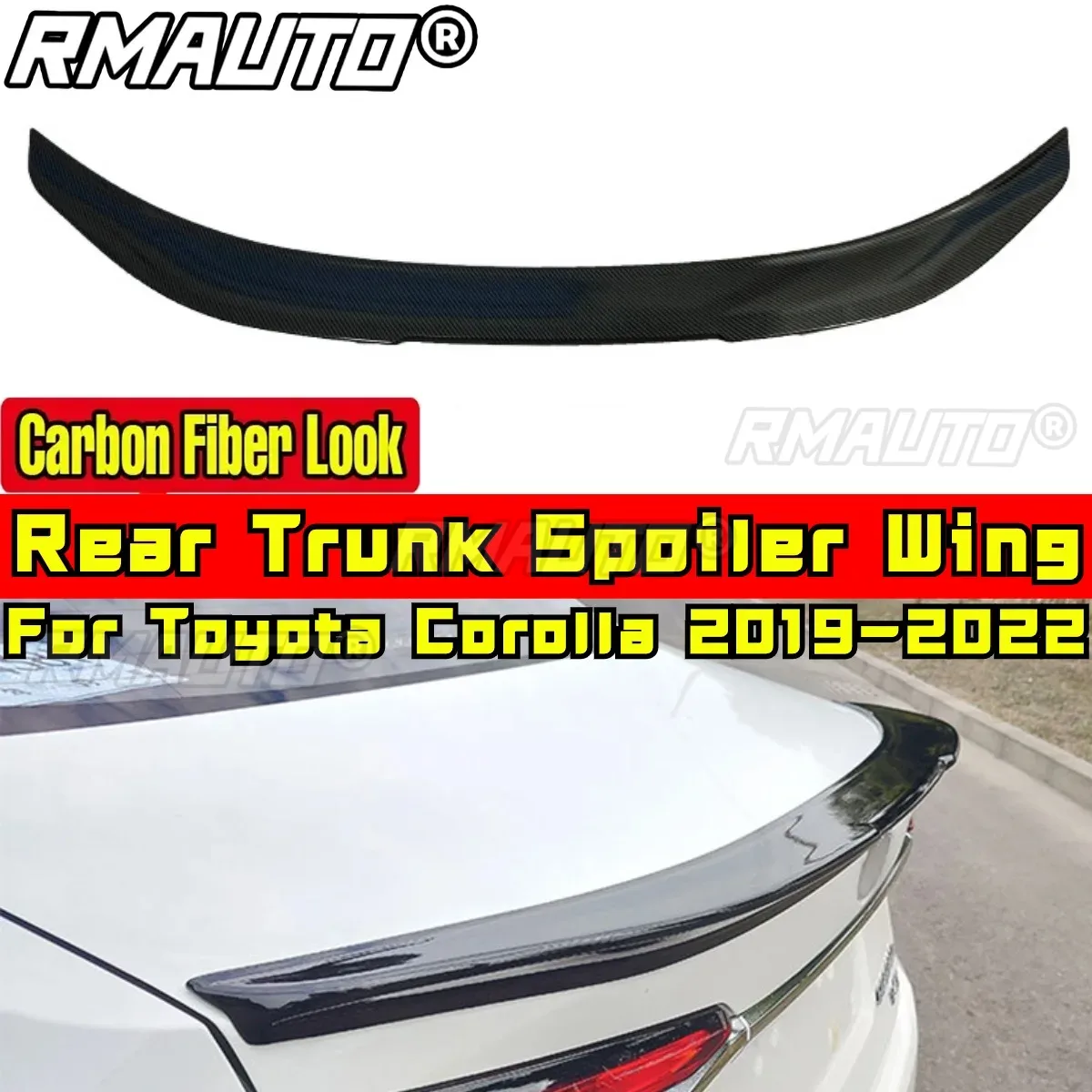 For Toyota Corolla 2019-2022 Body Kit Car Rear Spoiler Glossy Black ...