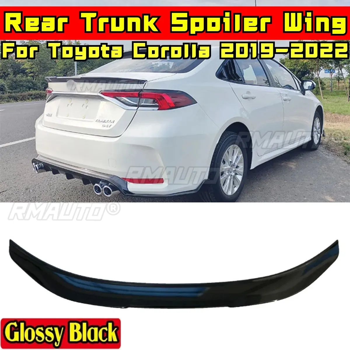 For Toyota Corolla 2019-2022 Body Kit Car Rear Spoiler Glossy Black ...