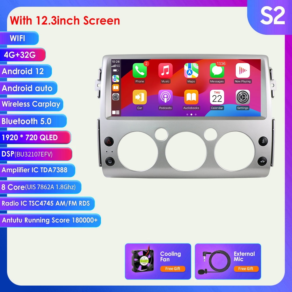 For Toyota FJ Cruiser 2006-2021 Bluetooth Android 12 Wireless Apple ...