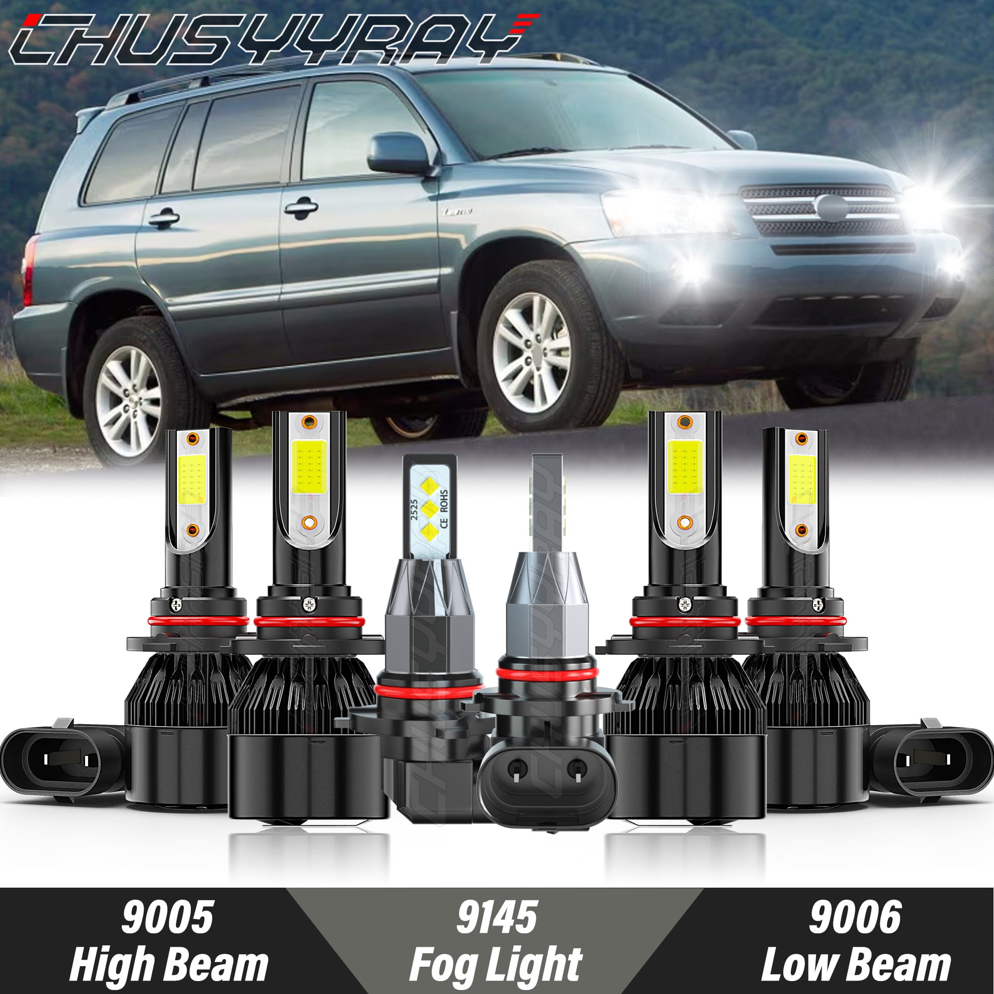 For Toyota Highlander 2004 2005 2006 2007 LED Front Headlight + Fog ...