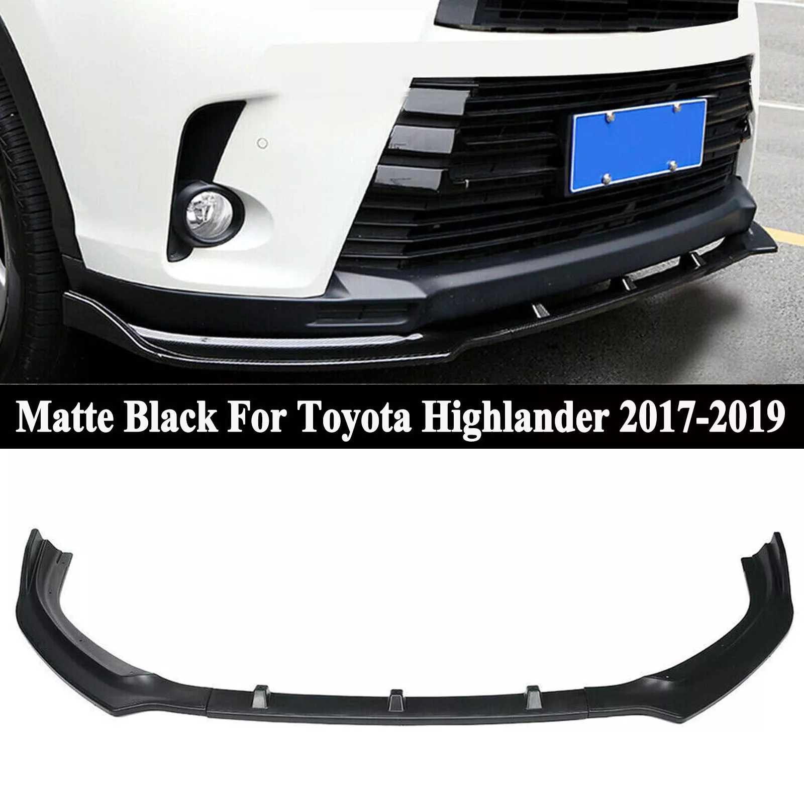 For Toyota Highlander 2017-2019 Matte Front Bumper Lip Spoiler Splitter ...