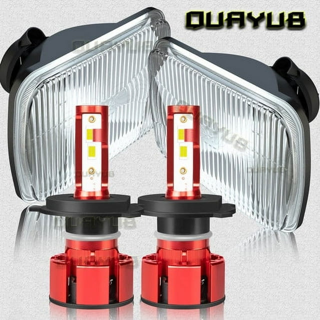 For Toyota Pickup Truck Nissan Hardbody D21 5x7'' 7x6'' LED Crystal Clear Glass Lens Headlight ...