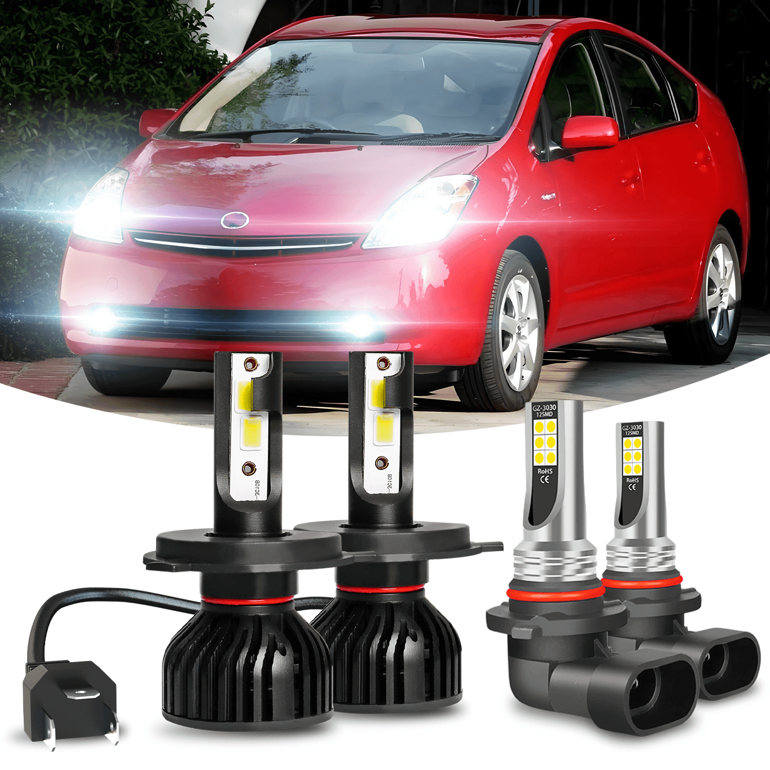 For Toyota Prius 2004-2008 2009 - H4 LED Headlight Bulbs 9145 Fog Lamp ...
