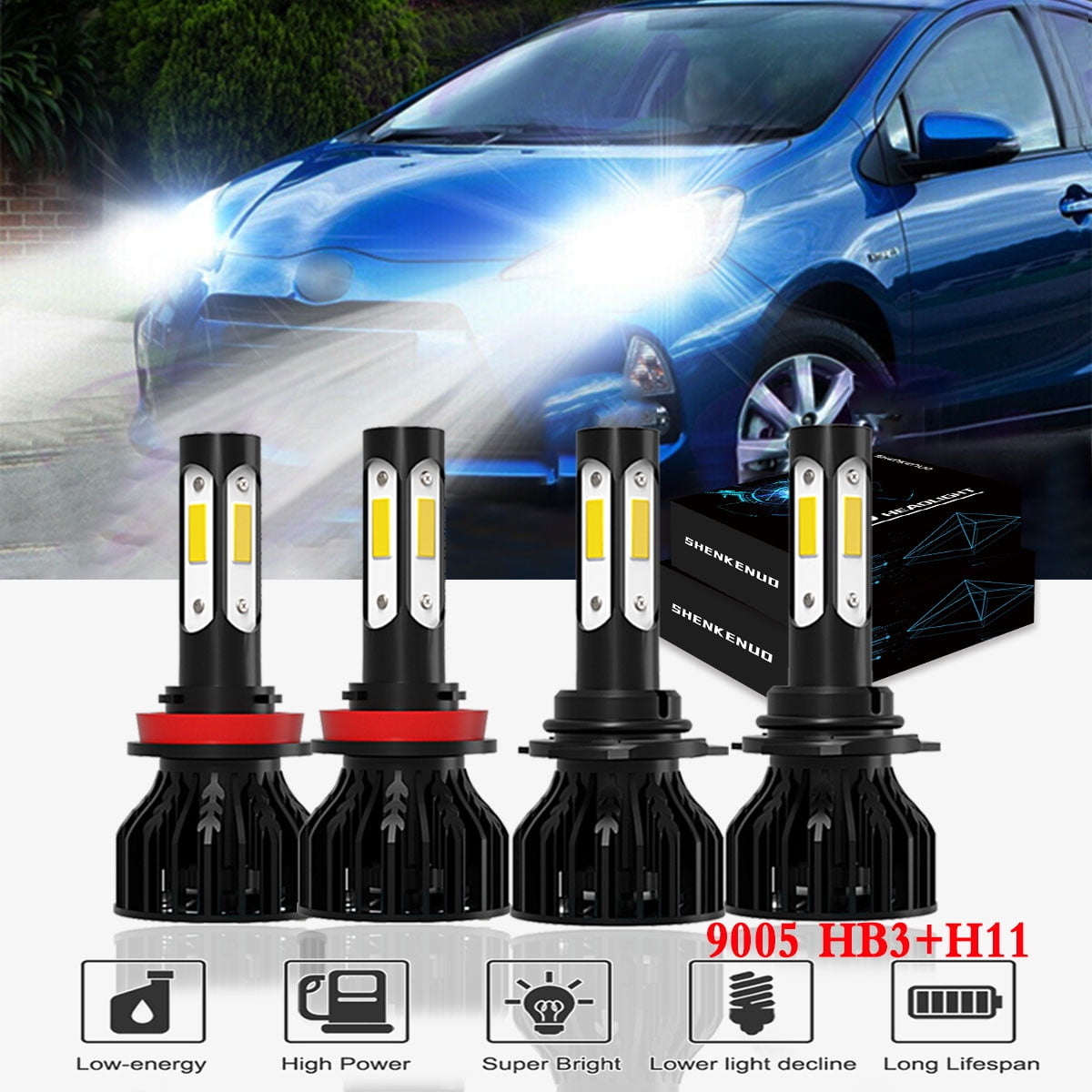For Toyota Prius 2010-2018 Headlights,9005 H11 LED High/Low Beam Bulbs ...