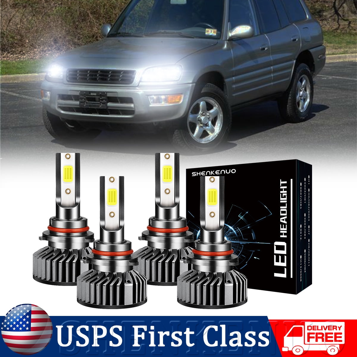 For Toyota RAV4 1998-2000 LED Headlight Bulb,9005 High Beam H11 Low ...