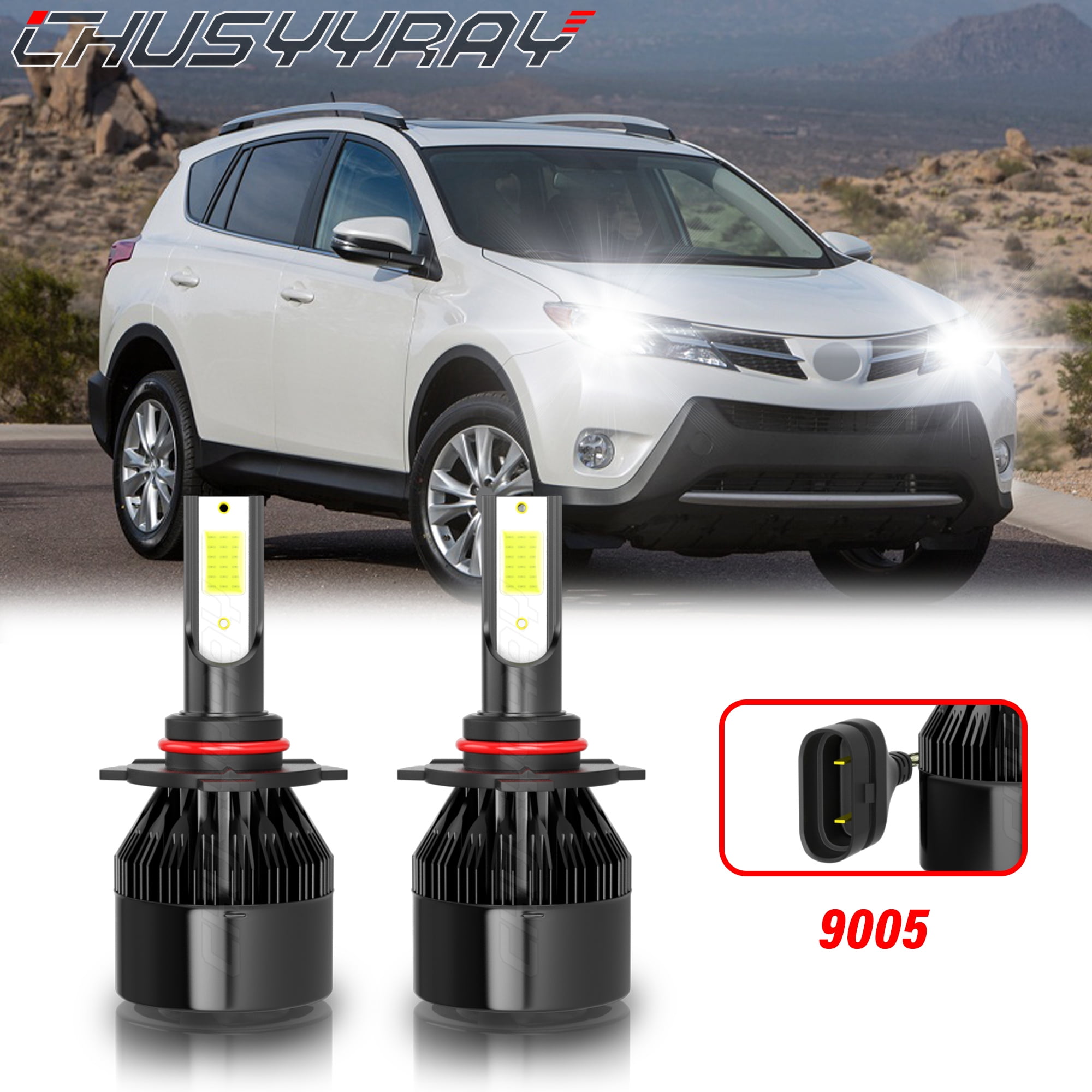 For Toyota RAV4 2013 2014 2015 9005 HB3 LED High Low Beam Headlight ...