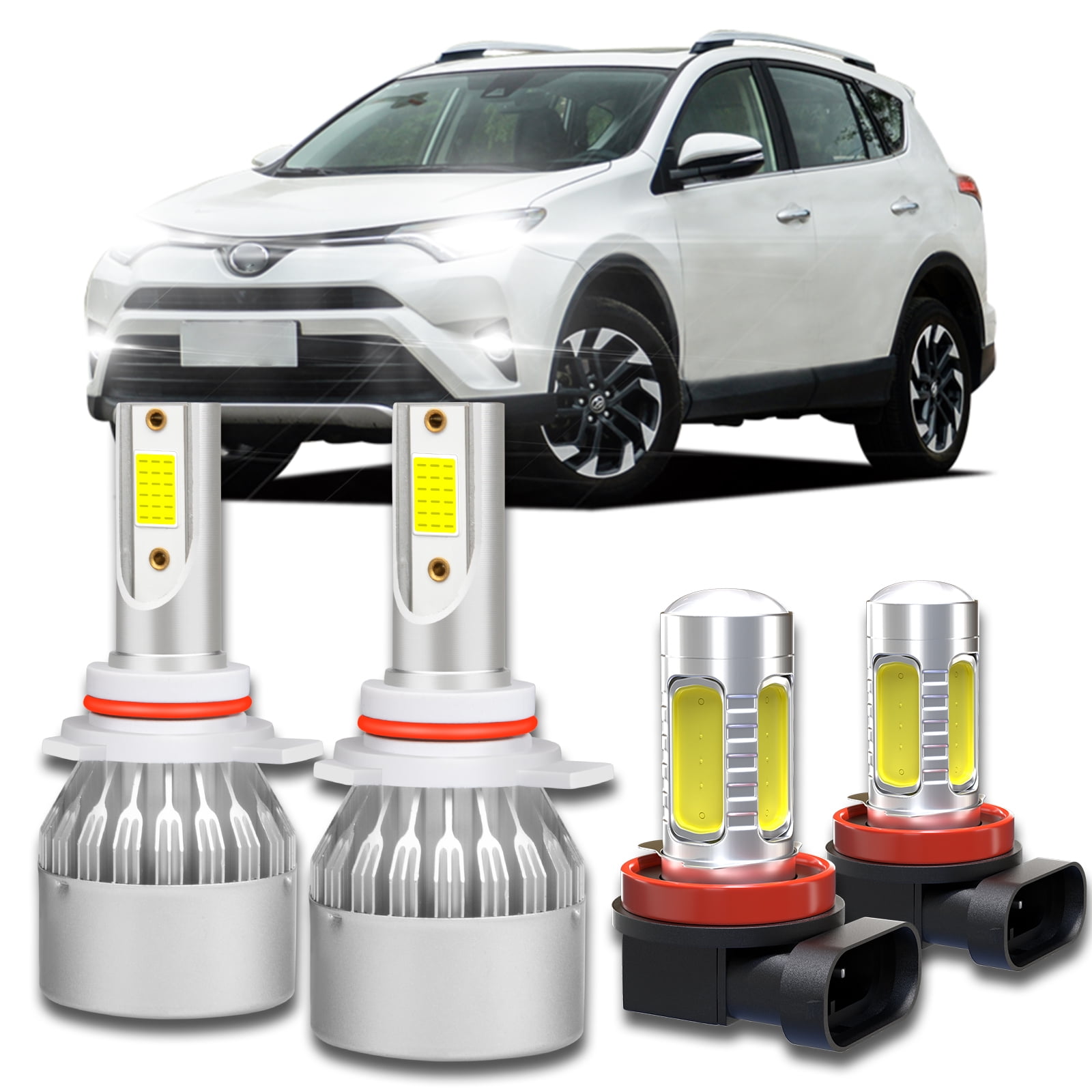 For Toyota RAV4 2016 2017 2018 4x LED Headlight Fog Light Bulbs Combo Kit 6500K - Walmart.com