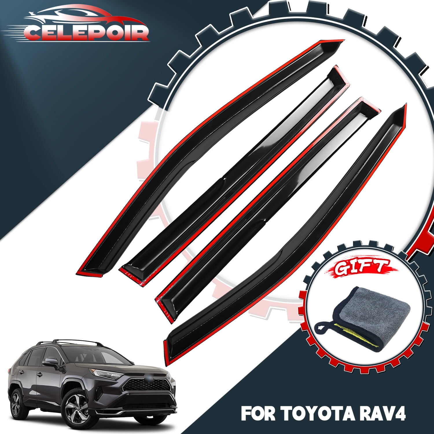 For Toyota Rav4 2019-2024 Window Vent Visor Wind Deflector Rain Guard ...