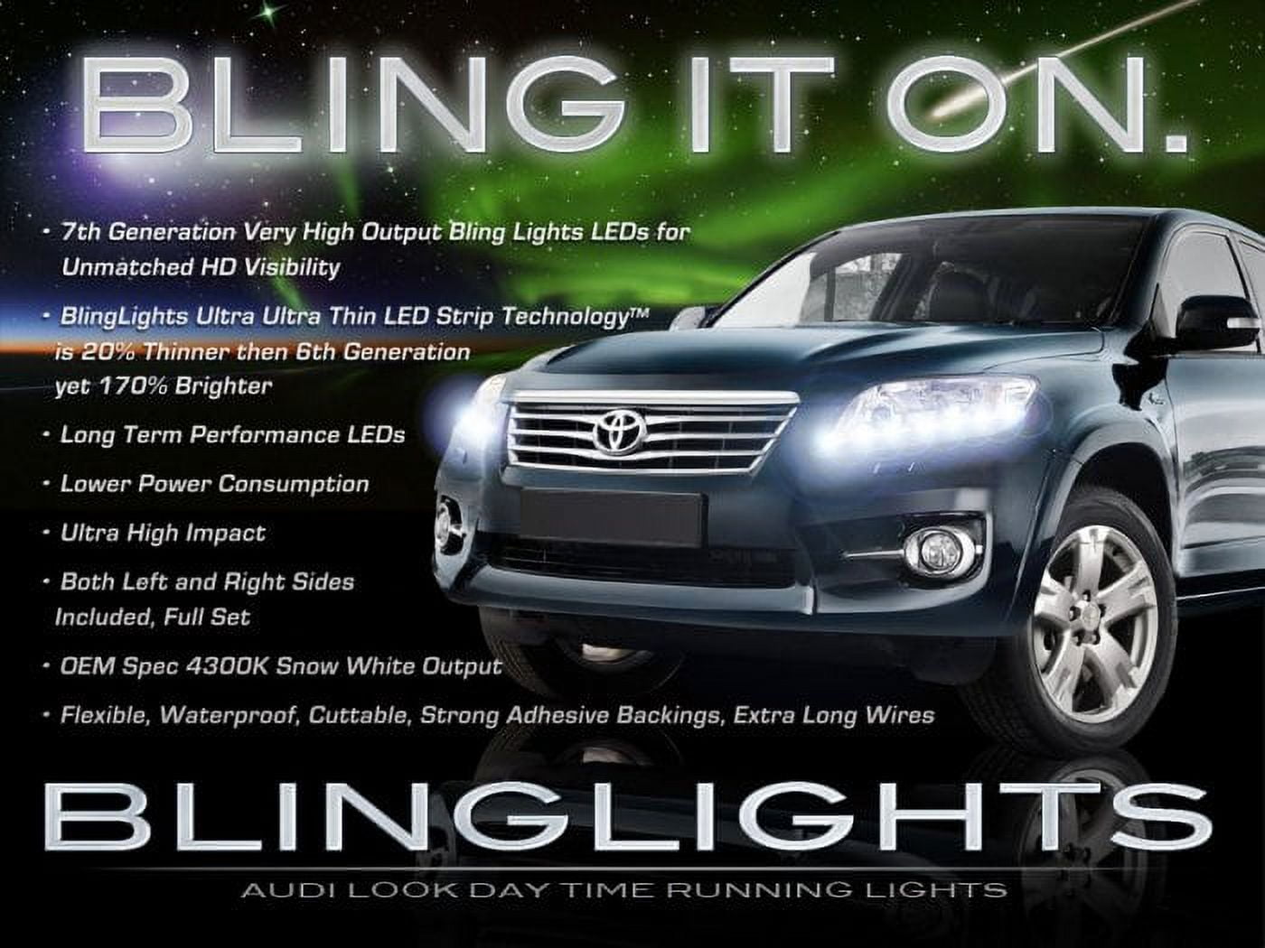 For Toyota Rav4 LED DRL Strip Lights Day Time Running Lamps Headlamps ...