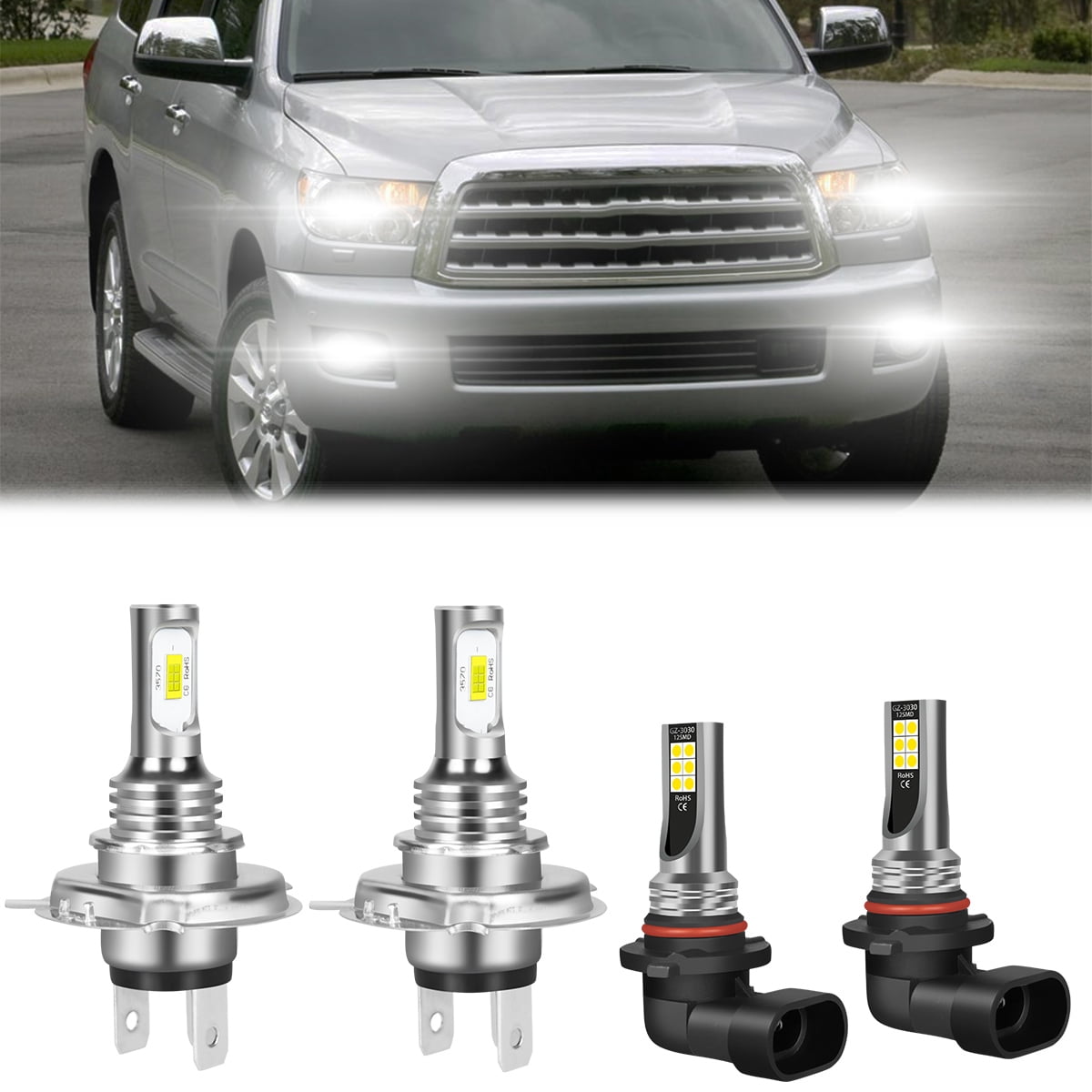For Toyota Sequoia 2001-2007 Combo LED Headlight Kit Hi/Lo Beam Fog ...