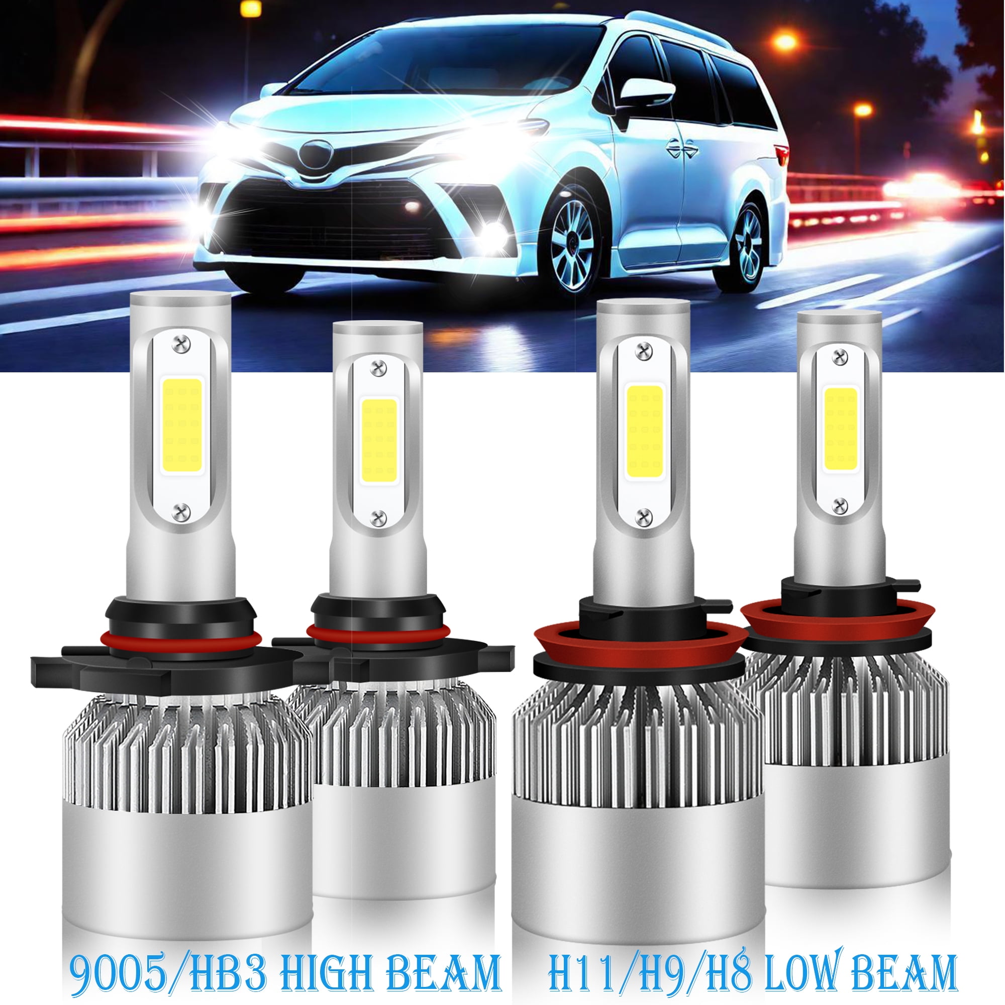 For Toyota Sienna 2011 2012 2013 2014 2015 2016 2017 2018 2019 2020 Led Headlight Bulbs 9005 H11 ...