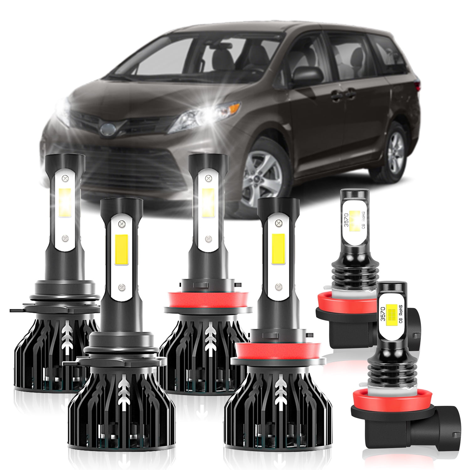 For Toyota Sienna 2011-2017 Combo LED Headlight High Low Beam Fog Light ...