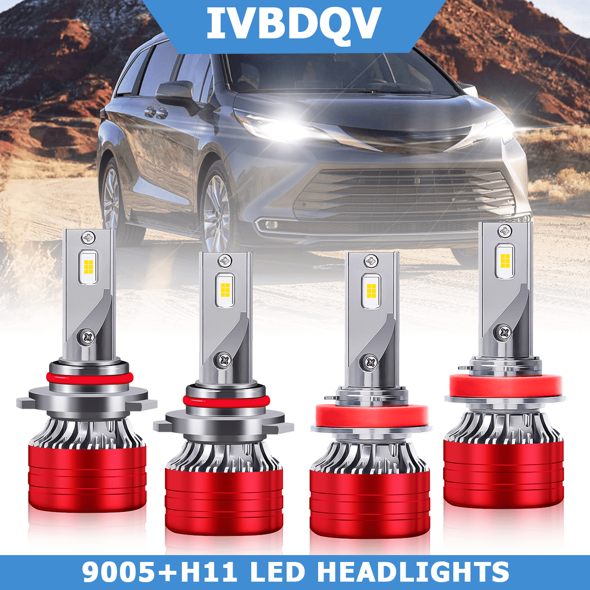 For Toyota Sienna 2011-2020 LED Headlights Combo 9005 High Beam + H11 ...