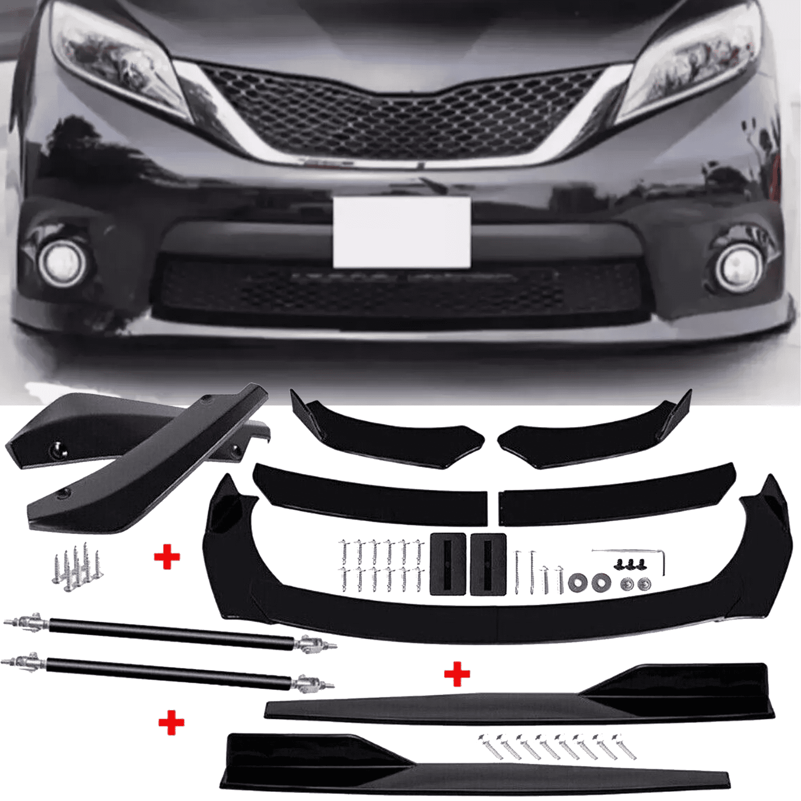 For Toyota Sienna Front Rear Bumper Lip Spoiler Body Kit Splitter Side ...