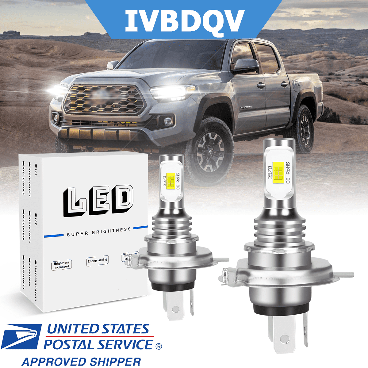 For Toyota Tacoma 1998-2015 LED Headlight Bulb H4 High/Low Beam 2Pcs ...