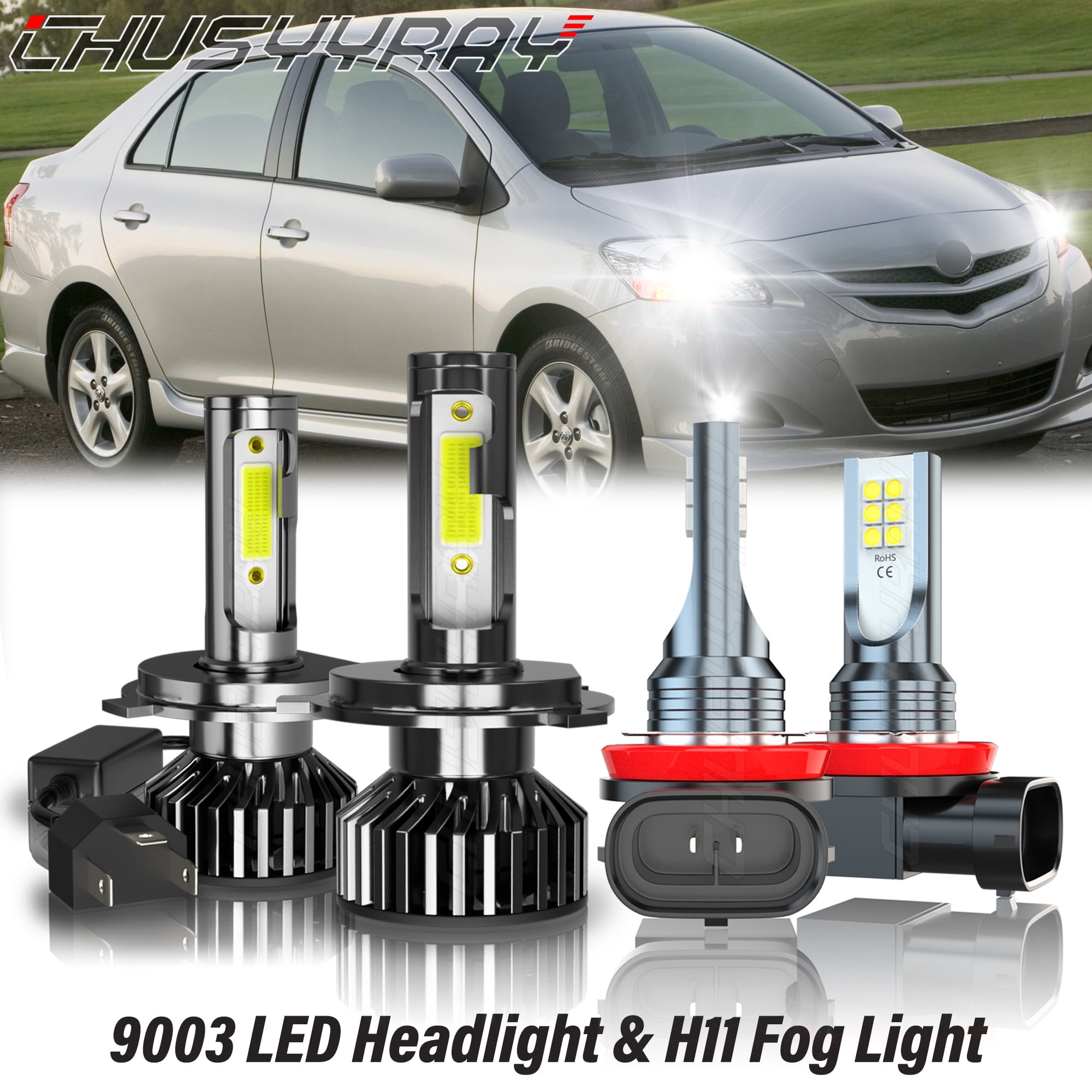 For Toyota Yaris 2006 2007 2008 2009 2010 - 4x LED Headlight Fog Light ...