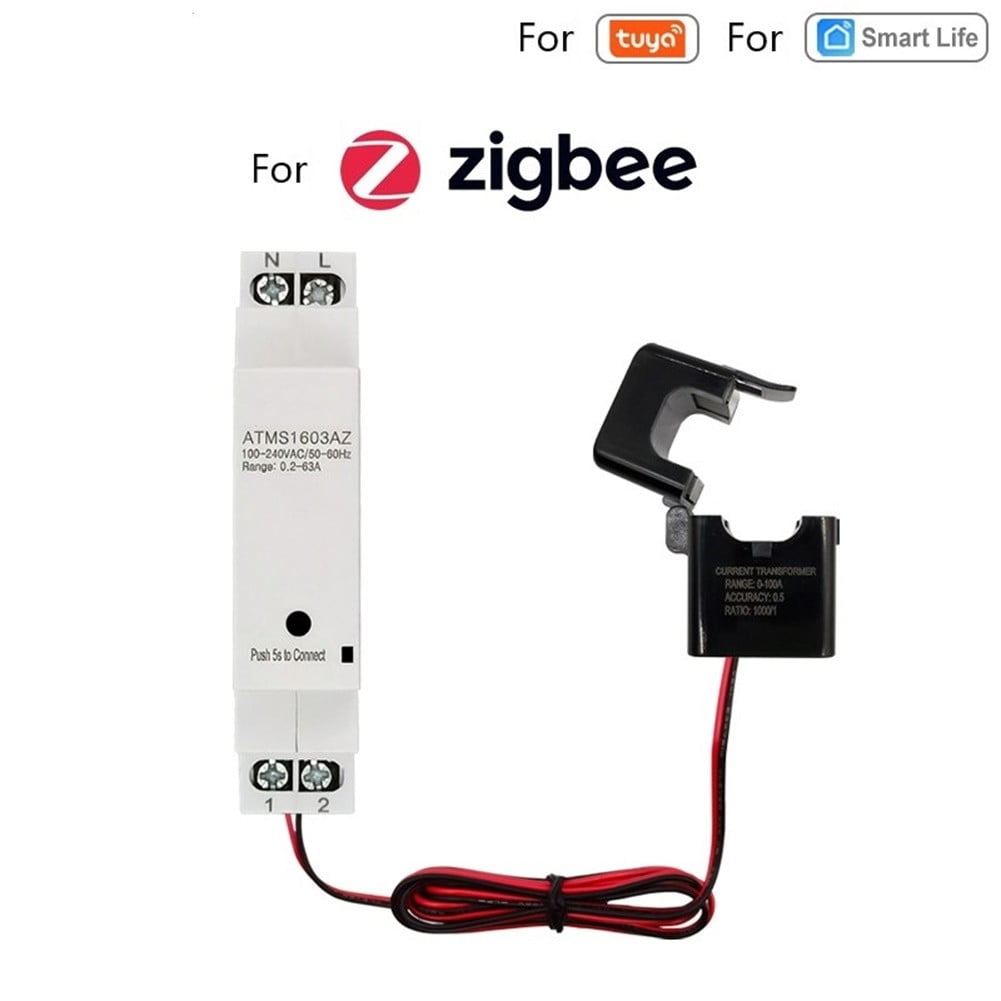 For Tuya Smart For Zigbee Energy Meter Din Rail With Clamp Current ...