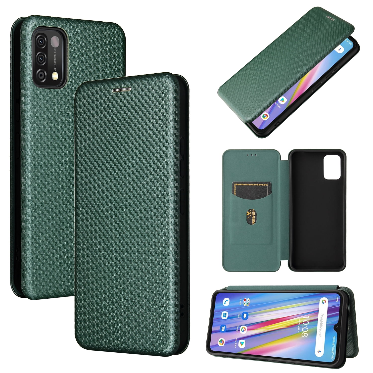 For UMIDIGI A11 Carbon Fiber Texture Horizontal Flip TPU + PC + PU ...