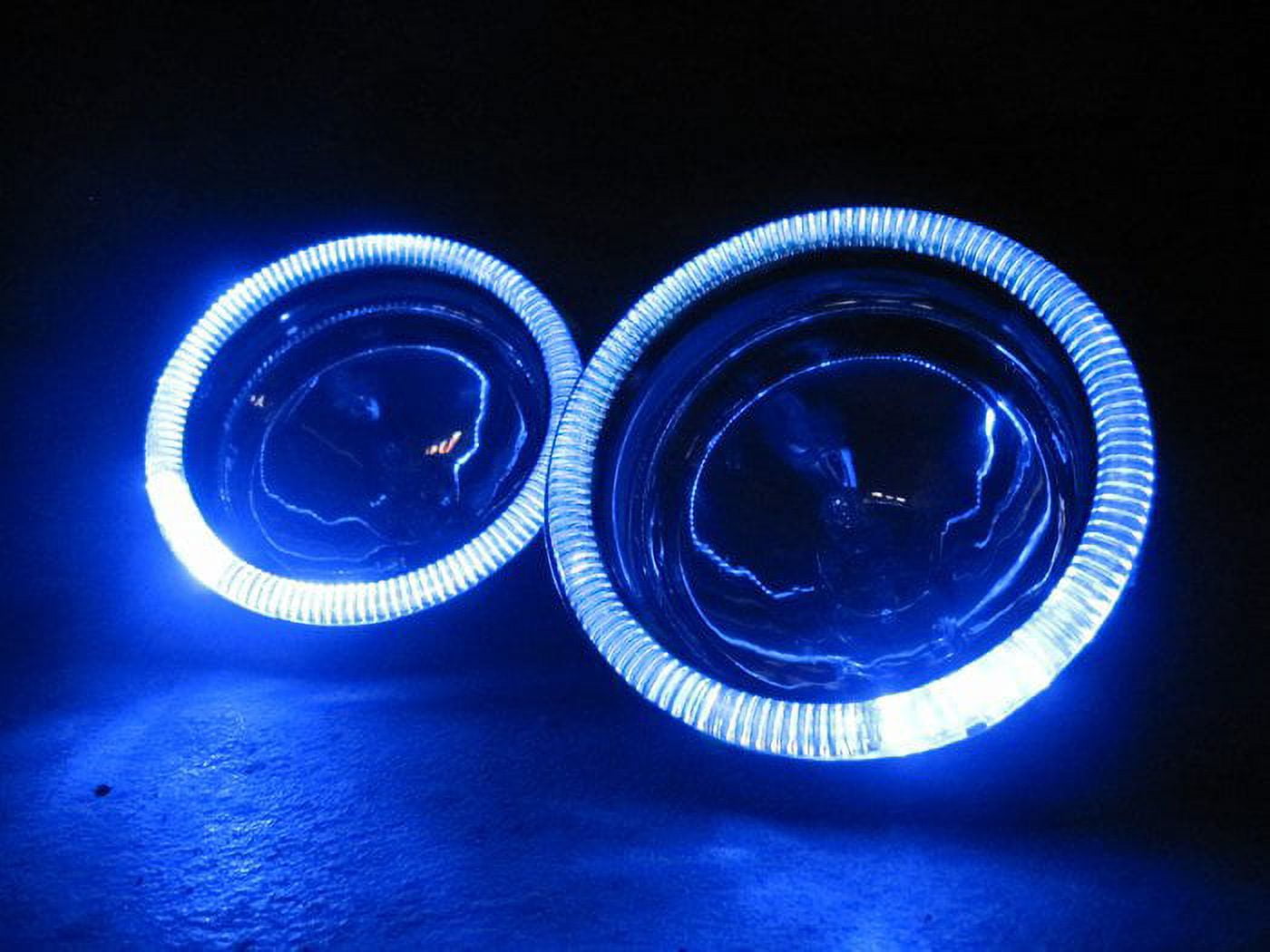 For Univerasal Headlight 4" Blue LED Addon Angel Eye Halo Headlamp ...