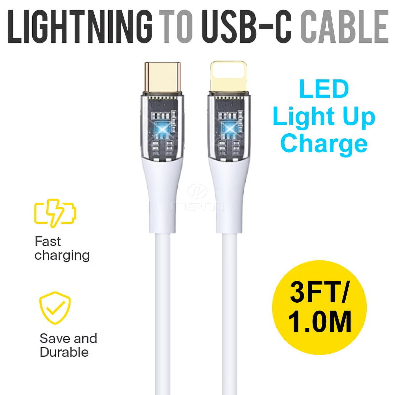 For Universal fast charge LED Light Up TYPE-C To Lightning Cable 3Ft ...
