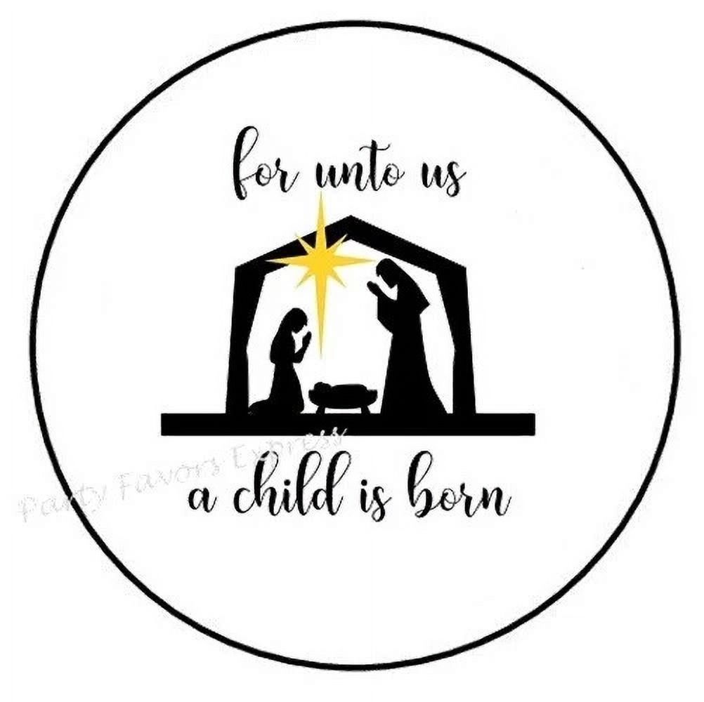 For Unto Us A Child Is Born Stickers Party Favors Phone Decal Water ...