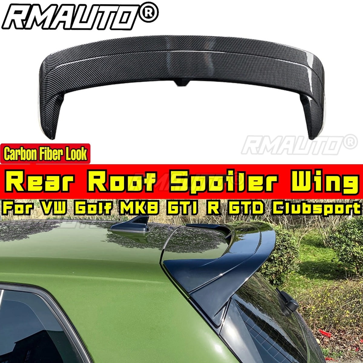 For VW Golf MK8 GTI R GTD Clubsport Body Kit Rear Trunk Spoiler Carbon ...