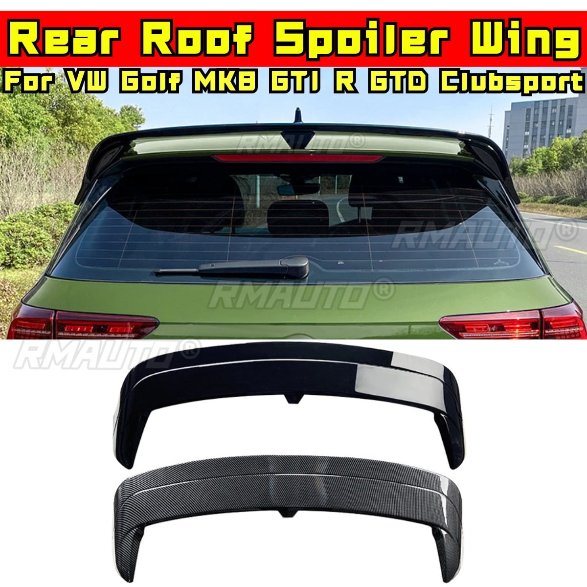 For VW Golf MK8 GTI R GTD Clubsport Body Kit Rear Trunk Spoiler Glossy ...
