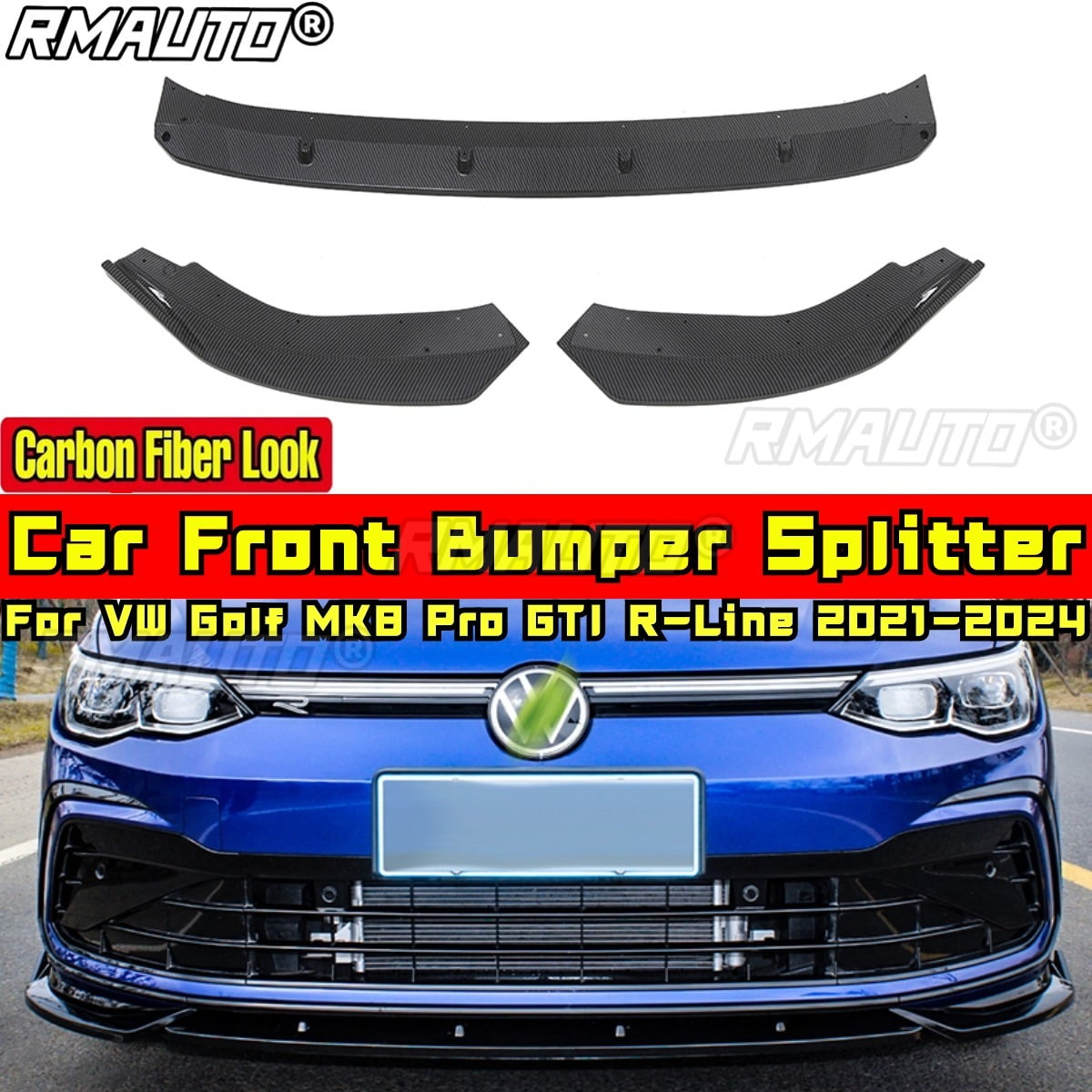 For VW Golf MK8 Pro GTI R-Line 2021-2024 Body Kit Front Bumper Diffuser ...