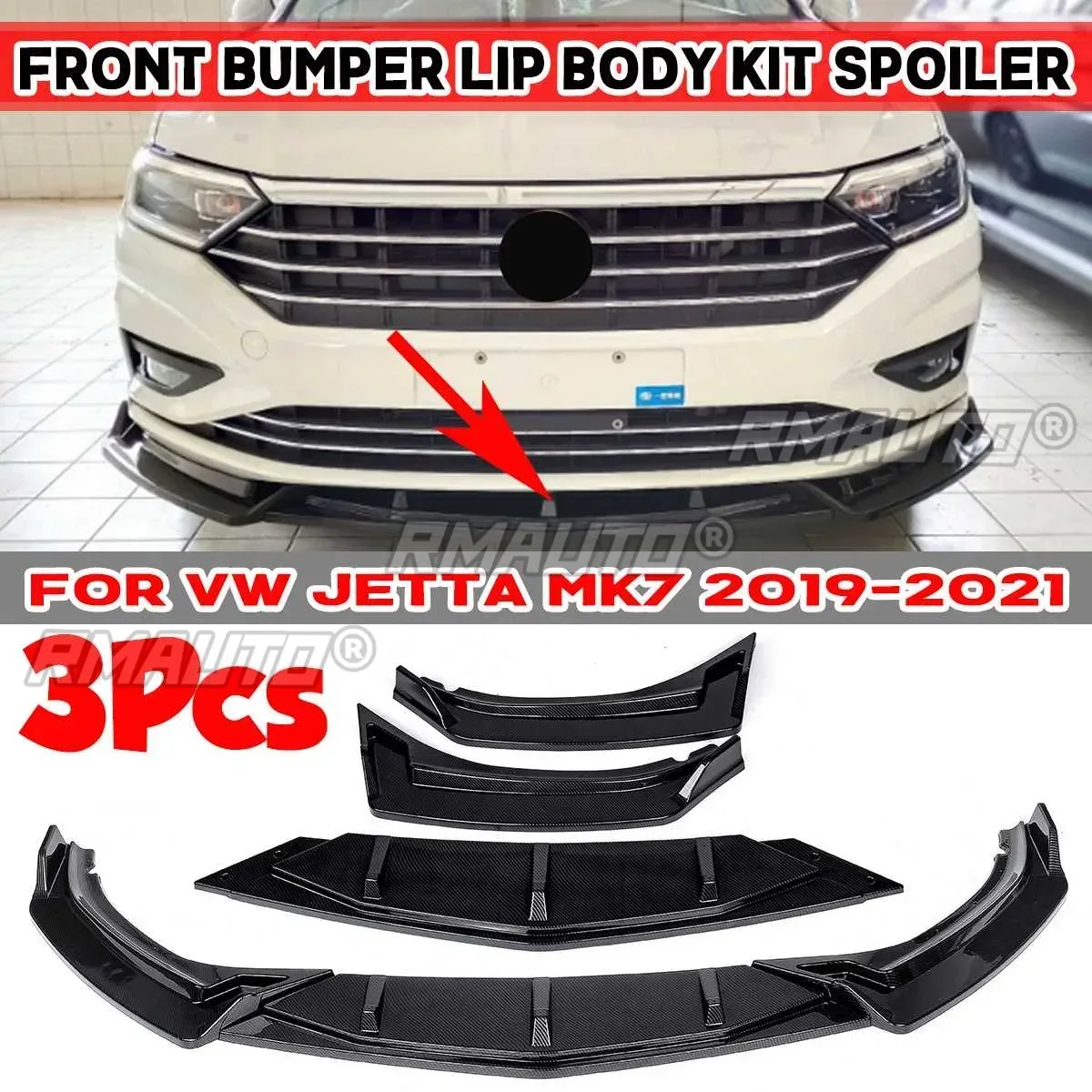 For VW Jetta MK7 2019-2021 Car Front Bumper Lip Diffuser Protector ...