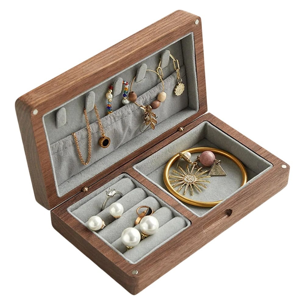 For Vintage Solid Wood Jewelry Box - High-End Ring Storage Display Case ...