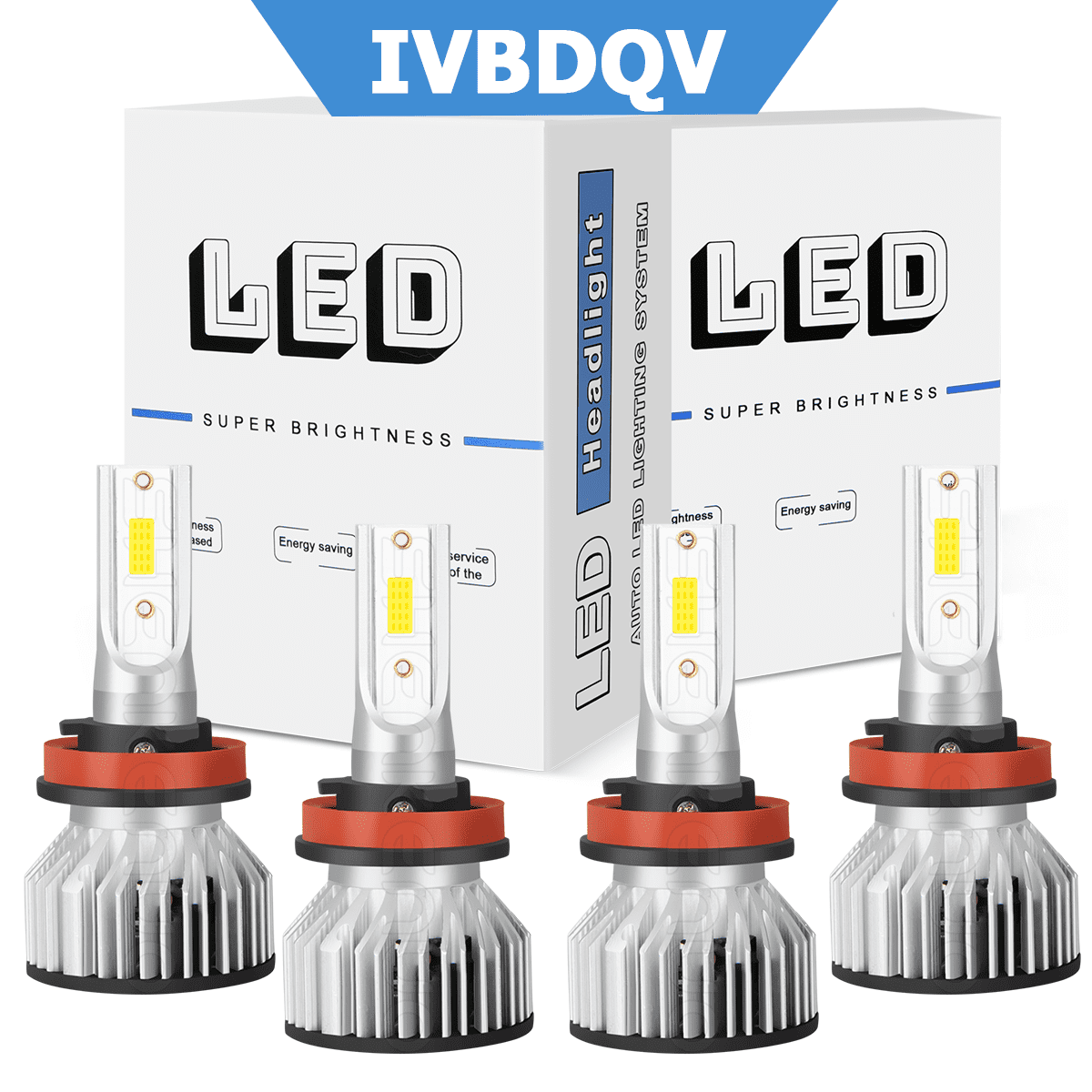 For Volvo S60 2012-2013 LED Headlights Combo 4Pcs H11 High Low Beam Bulb Kits 6000K Bright White ...