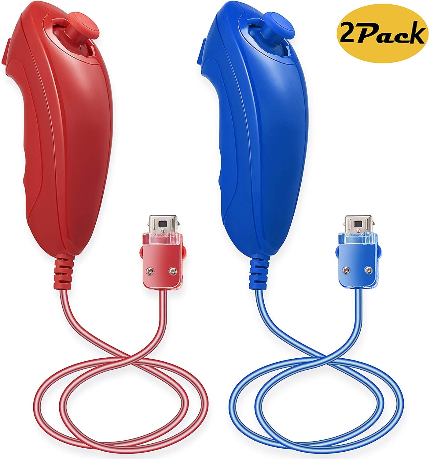 LUXMO 2 Pack Wii Nunchuck Controllers, Nintendo Joystick Gamepad for ...