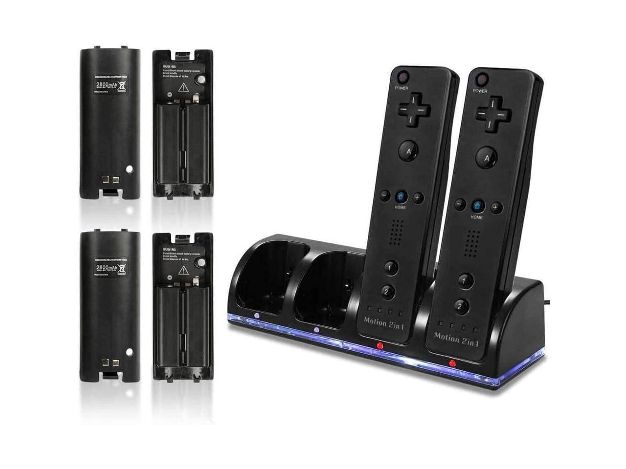 For Wii Remote Battery Charger, 4 in 1 Wii Remote Charging Dock Station ...