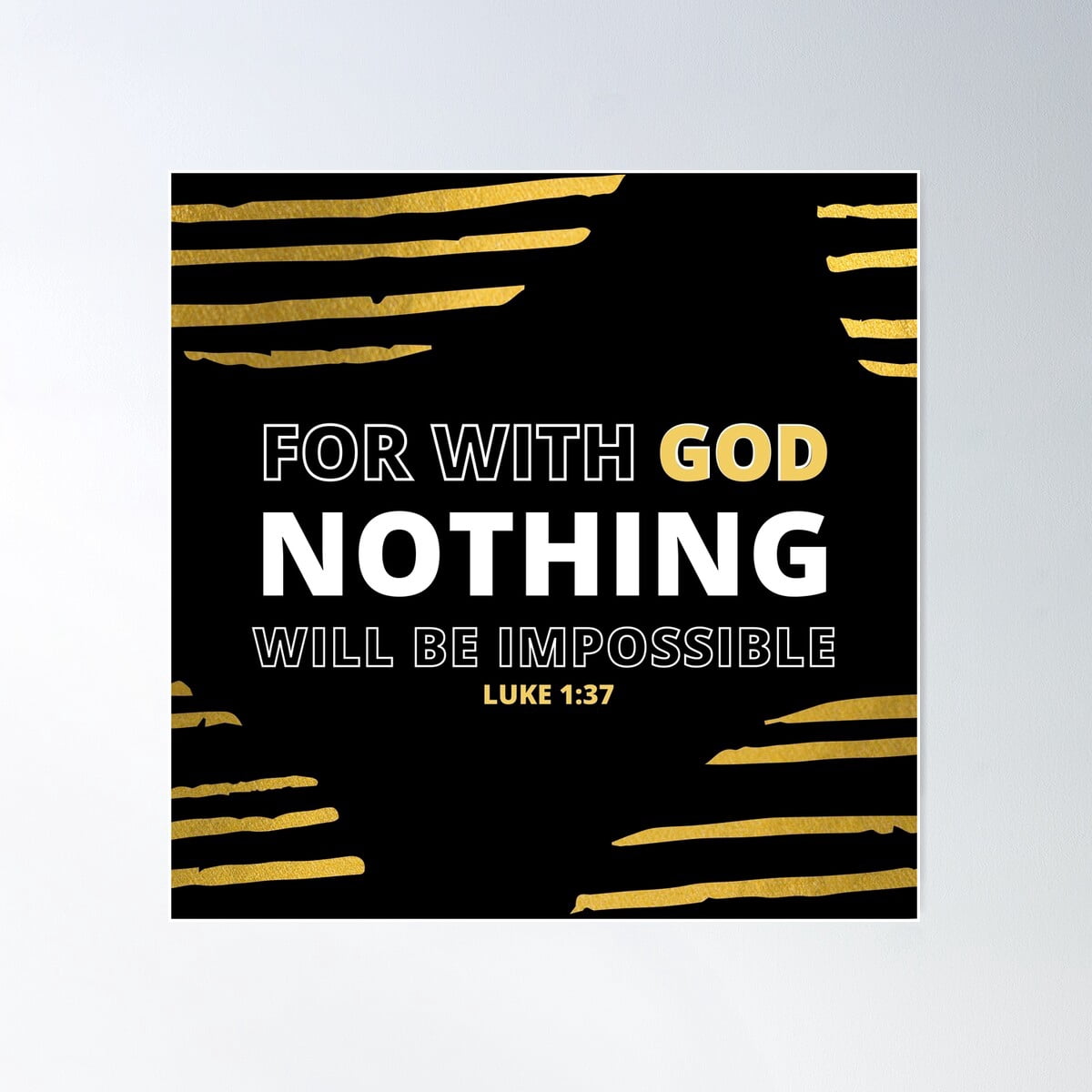 For With God, Nothing Will Be Impossible Poster Wall Art, Modern Wall ...