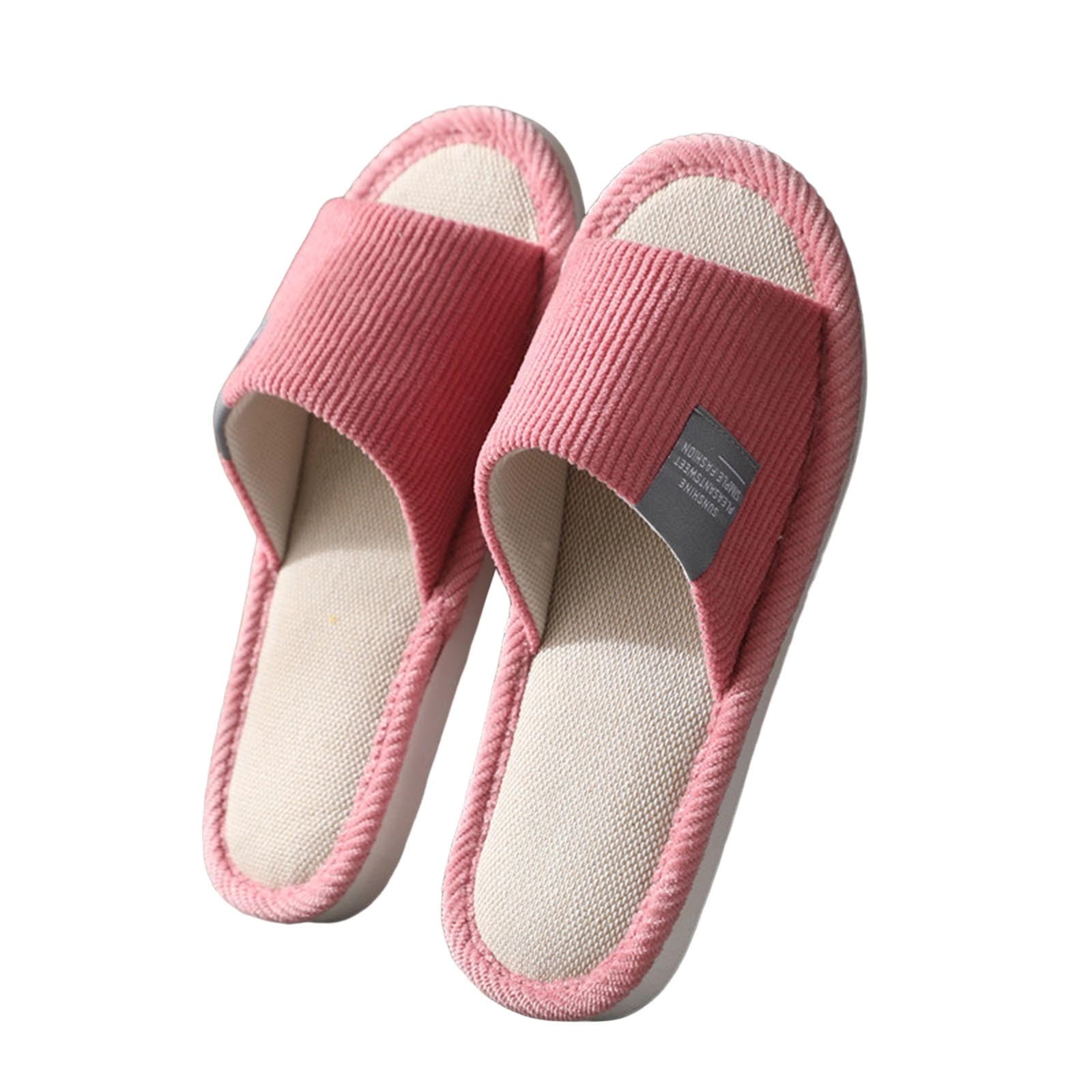 For Womens Slippers Household Women Men Shoes Floor Shoes Indoor Linen ...