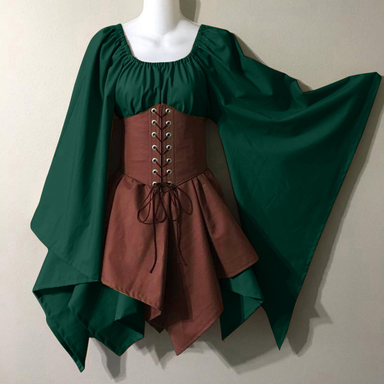 For Womens Trumpet Sleeve Irish Shirt Dress With Corset Traditional ...