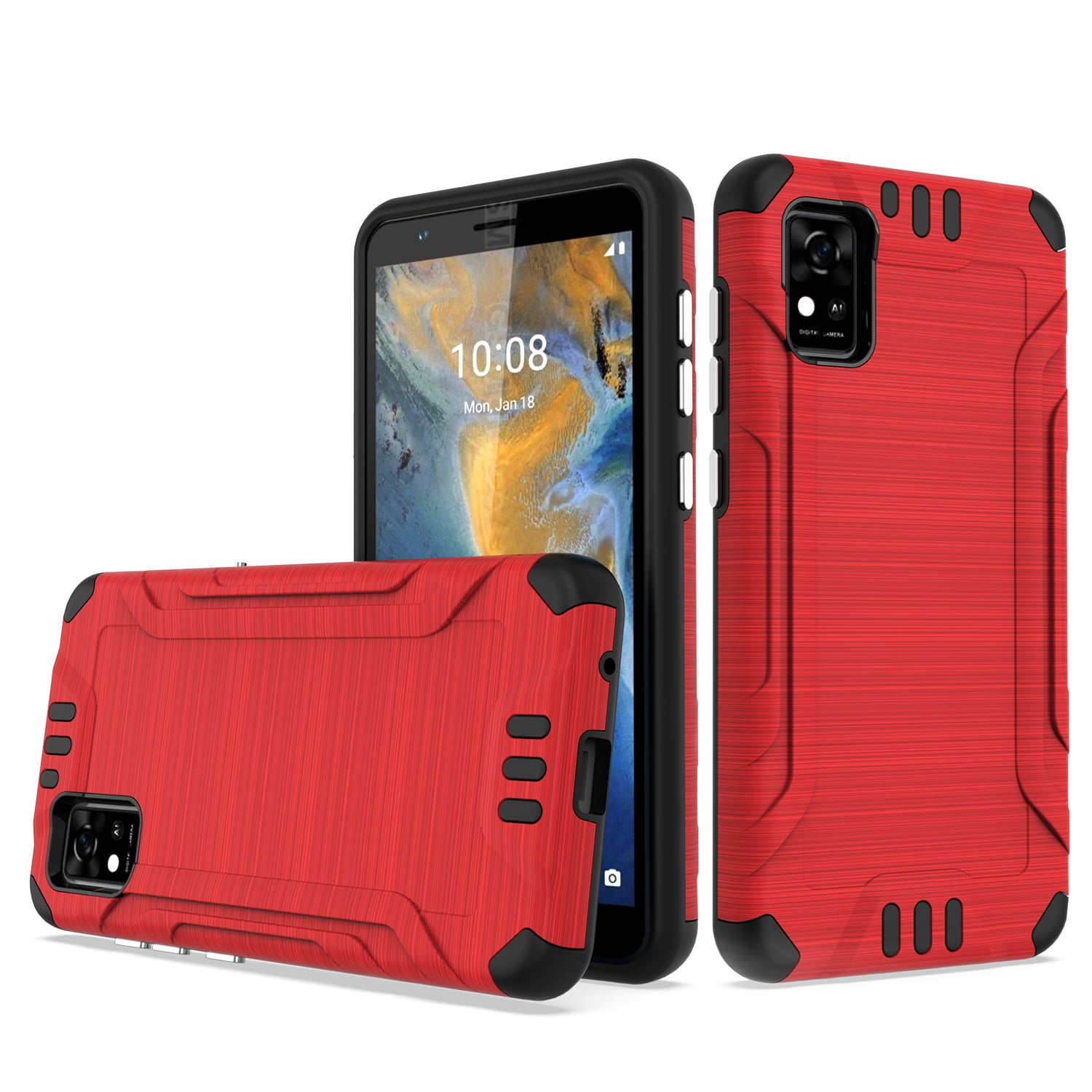ZTE Z589 Z5158 Red Metallic Design Hybrid - Robust and Tough - Walmart ...