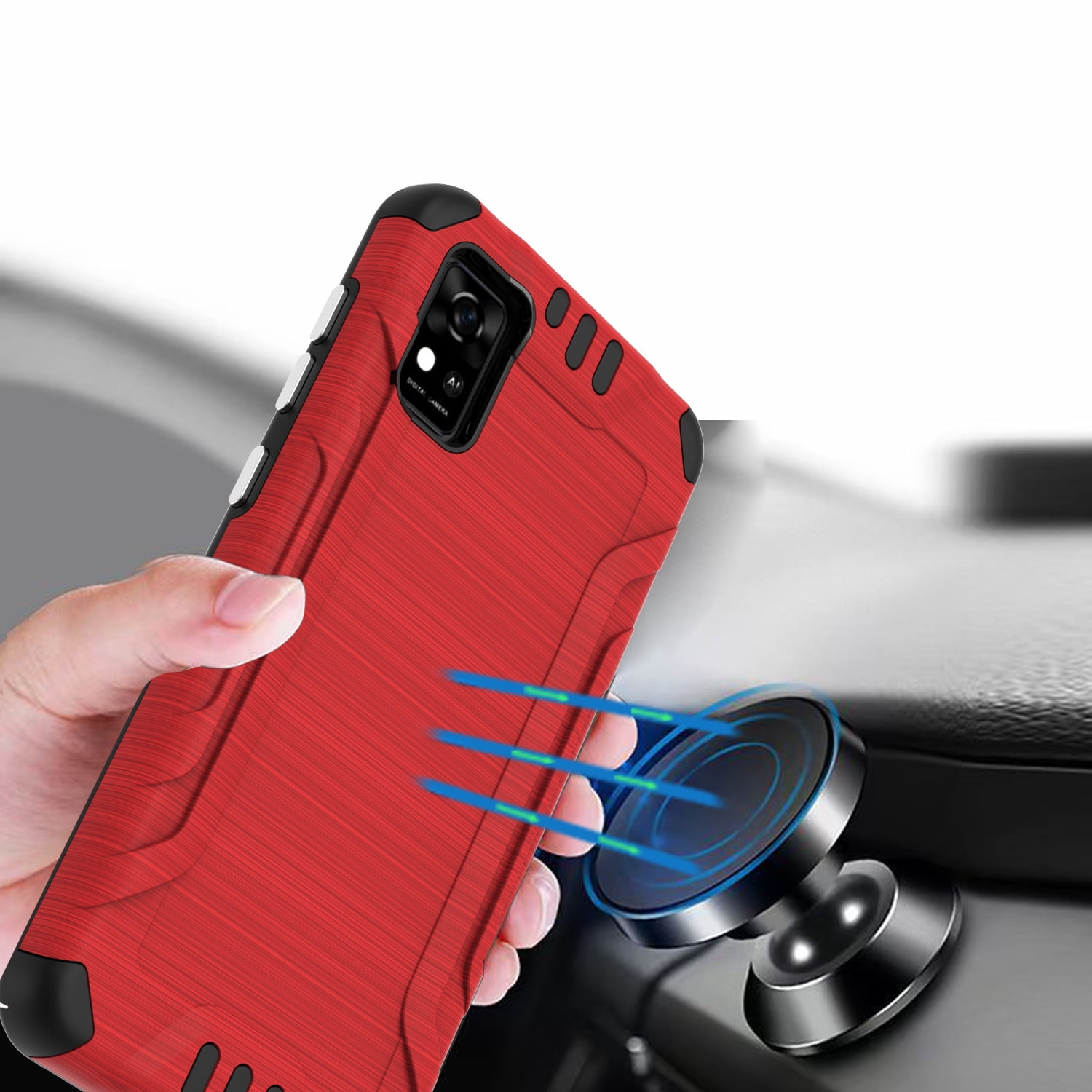 ZTE Z589 Z5158 Red Metallic Design Hybrid - Robust and Tough - Walmart.com