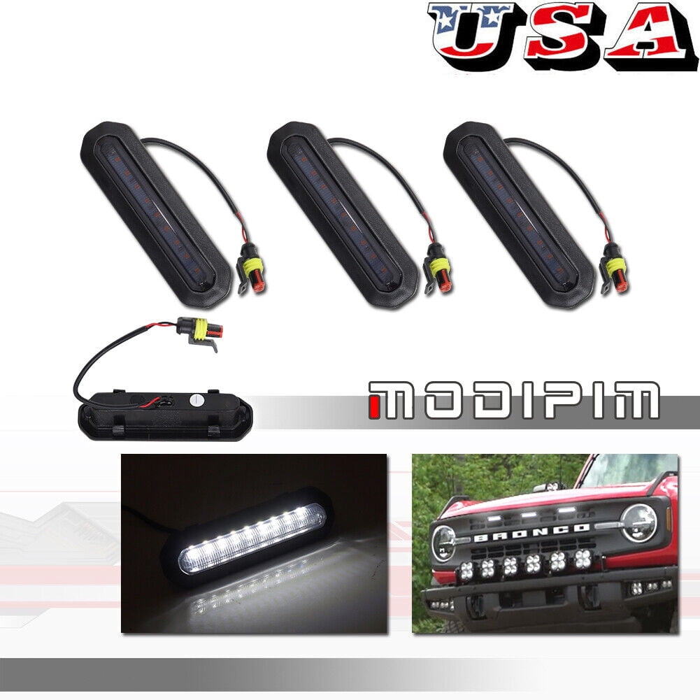 For for Ford Mustang 21 - 23 Smoked White Front Grille Light LED 3 ...