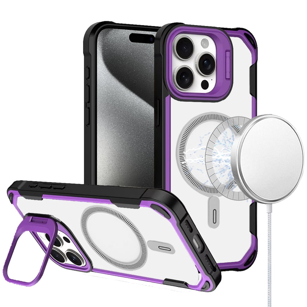 For iP15 Pro Max FUN magnetic Circle Premium Hybrid with Camera Stand ...